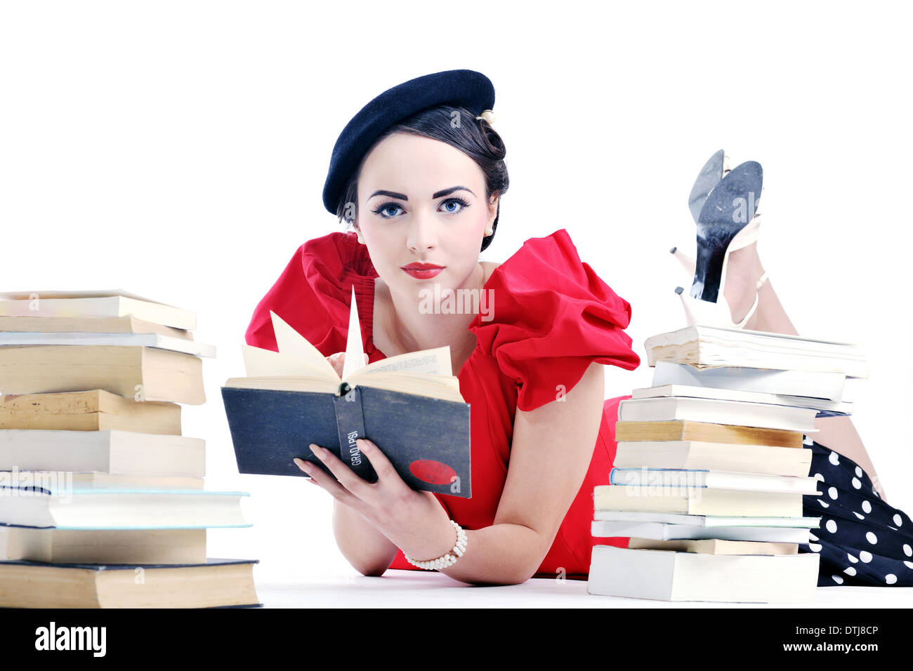 beautiful young woman read book Stock Photo - Alamy