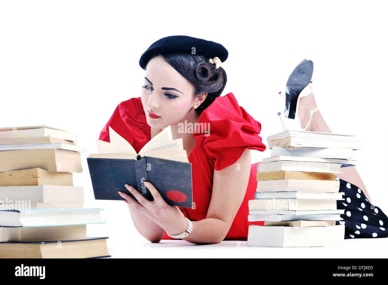 beautiful young woman read book Stock Photo - Alamy
