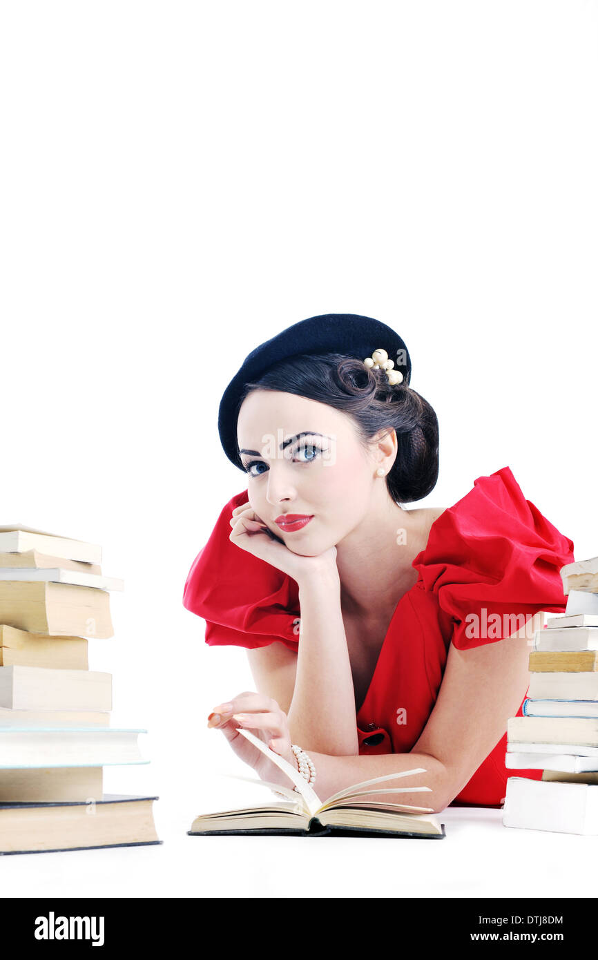 beautiful young woman read book Stock Photo - Alamy
