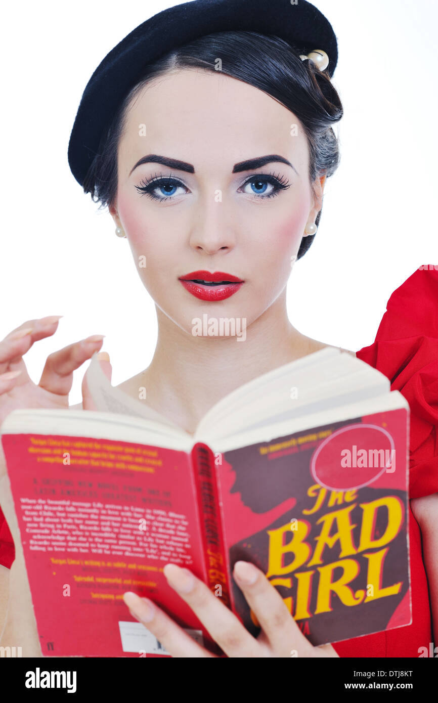 beautiful young woman read book Stock Photo - Alamy