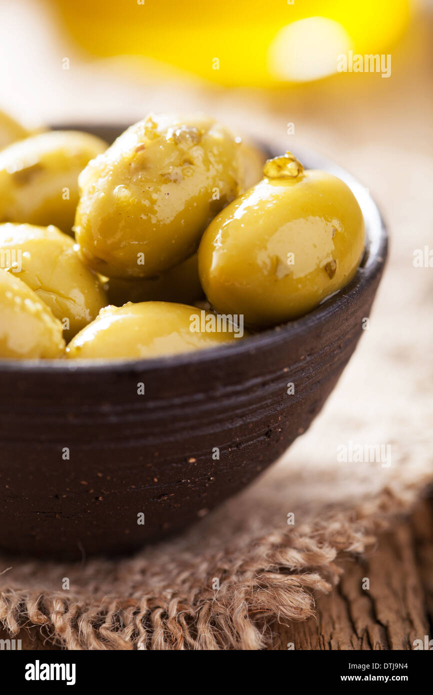 Green marinated olives hi-res stock photography and images - Alamy