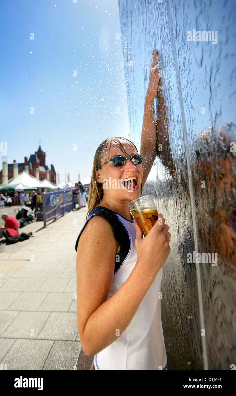 RHIAN MORGAN COOLS DOWN WITH A PIMMS AT THE WATERTOWER AT THE CARDIFF ...