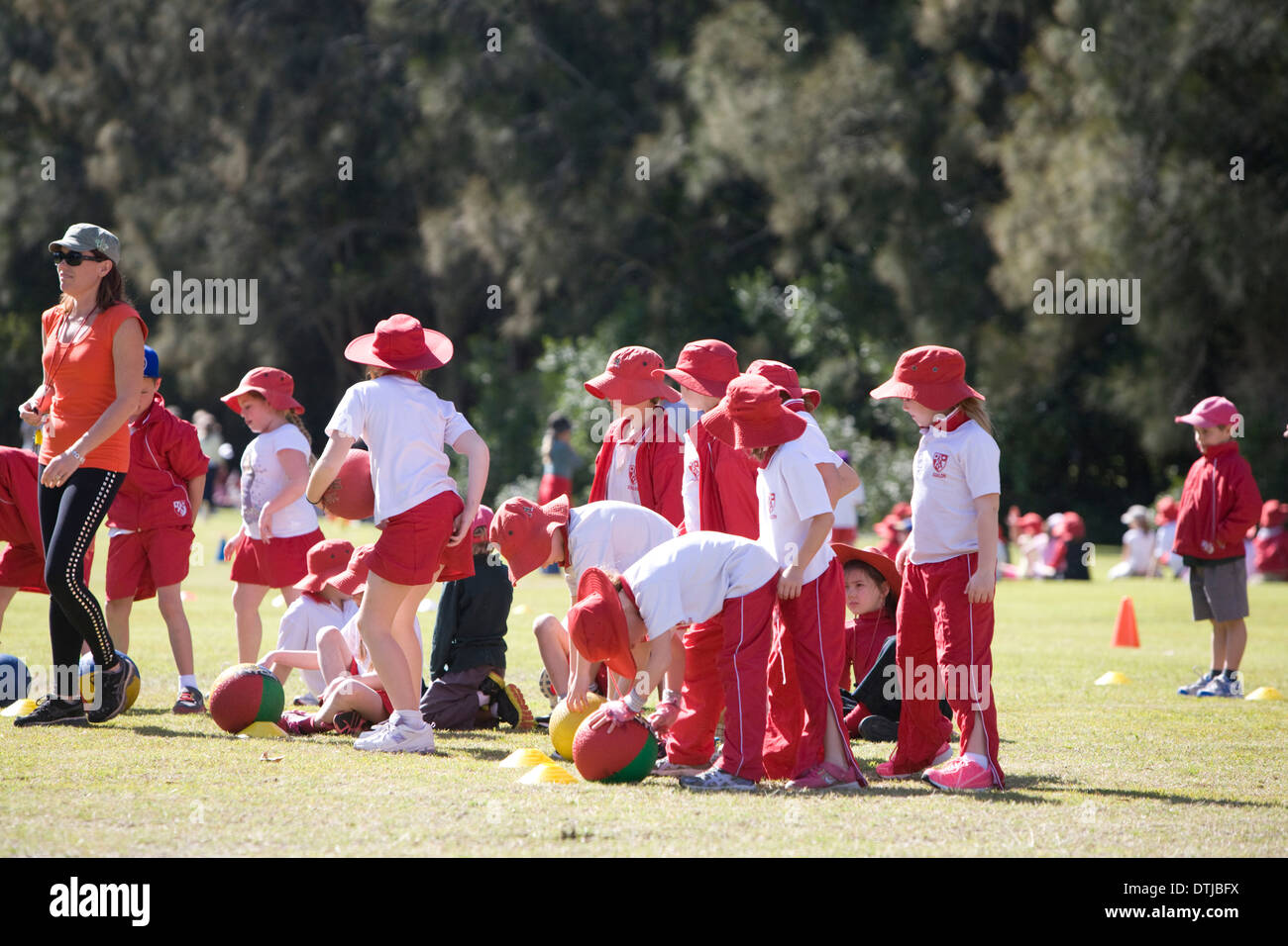 australian school children participating in school sports activities ...