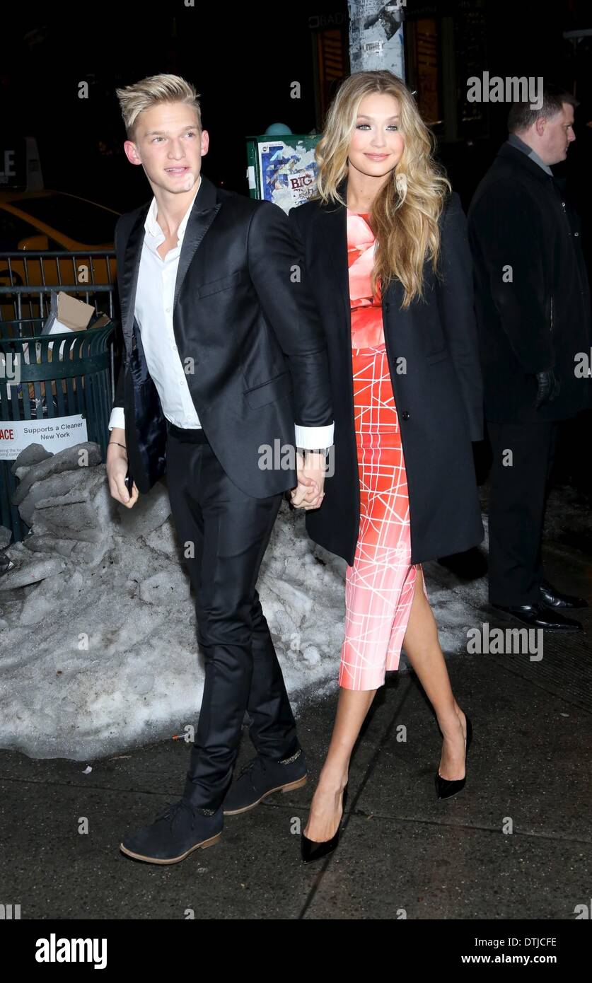 New York, NY, USA. 18th Feb, 2014. Cody Simpson, Gigi Hadid at arrivals ...