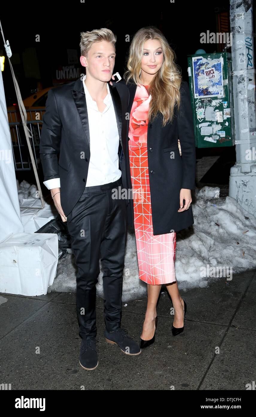 New York, NY, USA. 18th Feb, 2014. Cody Simpson, Gigi Hadid at arrivals ...