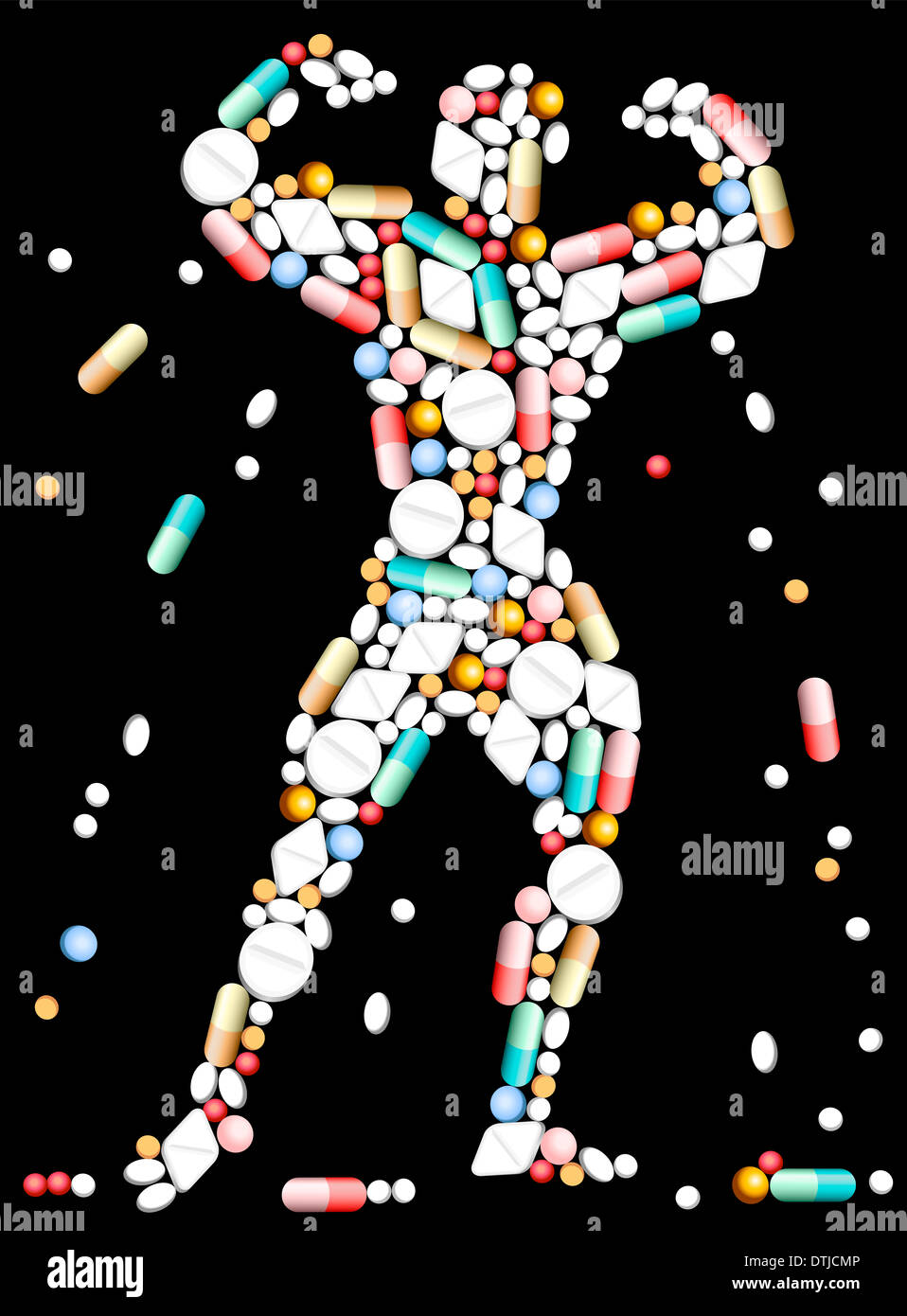 Tablets, pills and capsules, that shape a bodybuilder Stock Photo - Alamy