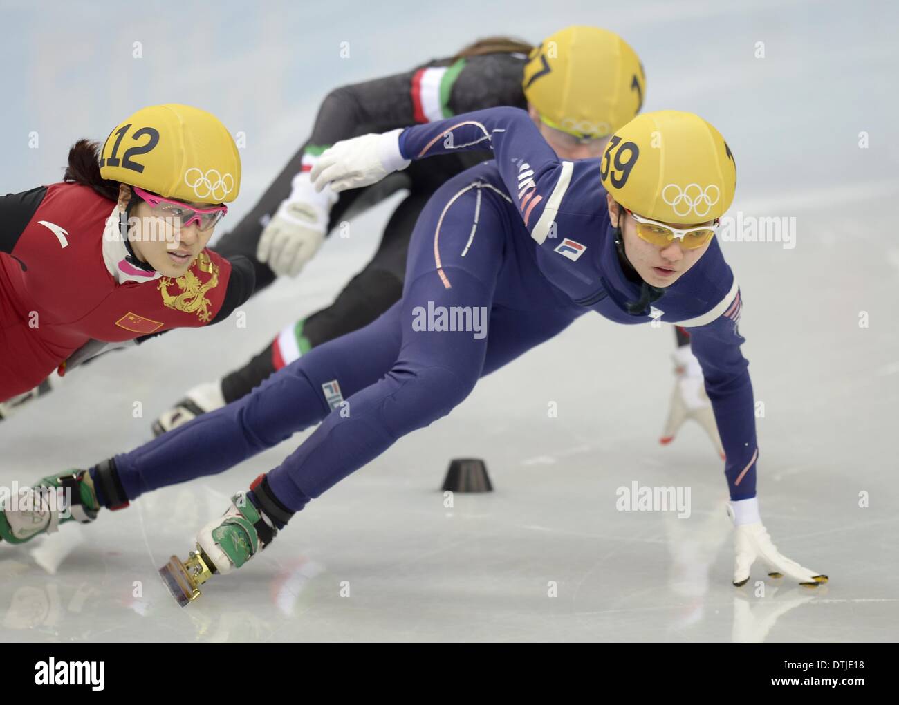 Sochi, Russia. 18th February 2014. Suk Hee Shim (KOR) leads from iuhong ...