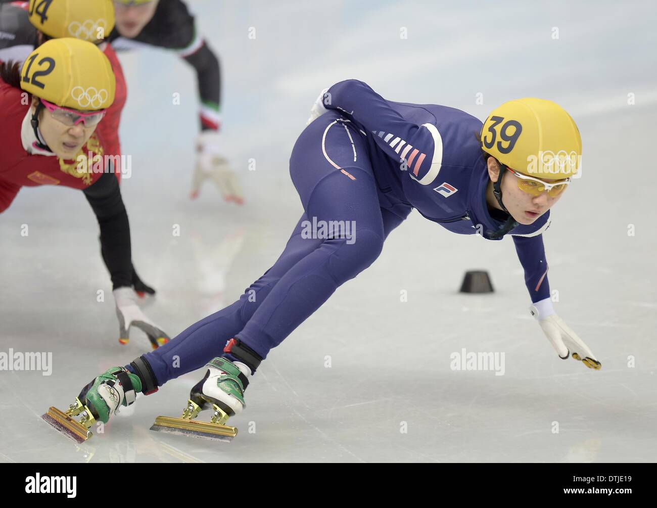Sochi, Russia. 18th February 2014. Suk Hee Shim (KOR) leads from iuhong ...
