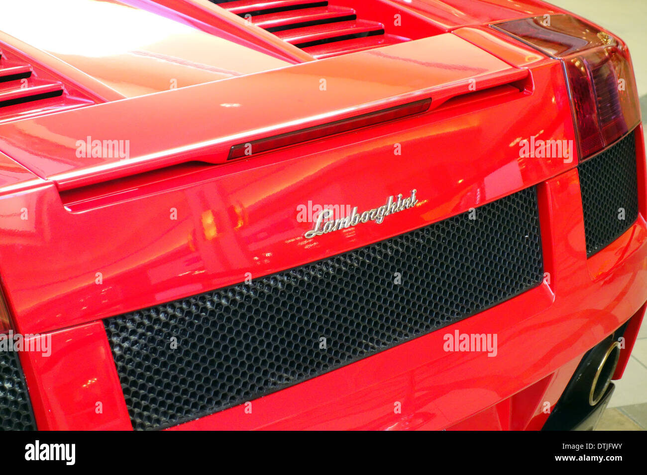 Red Lamborghini back view Stock Photo - Alamy