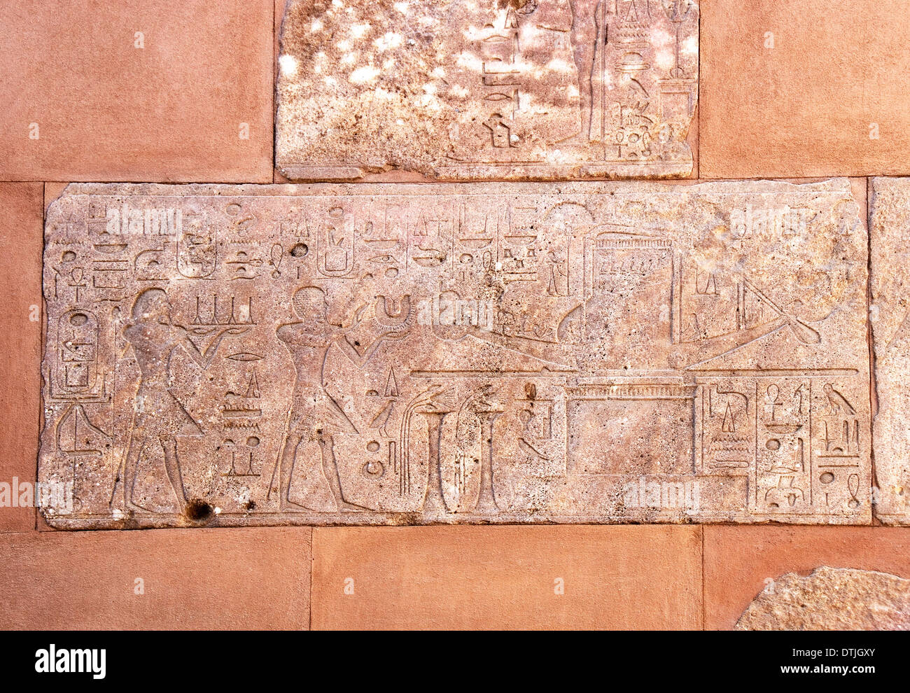 Incised blocks making up part of the reconstructed red chapel or ...