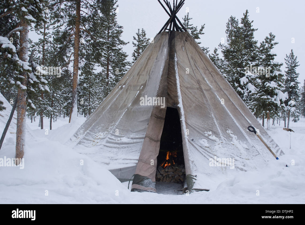Sami (Laplander) tent, Reindeer Safari, Jukkasjarvi, Sweden Stock Photo ...