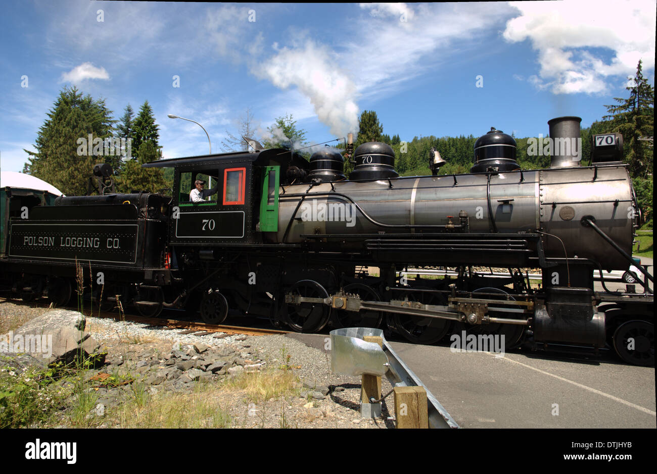 Locomotive passing through Elbe, Washington State Stock Photo - Alamy