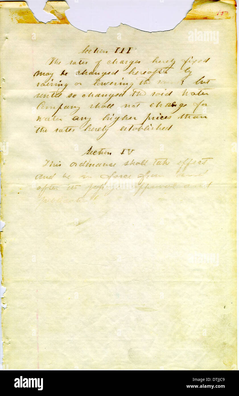 Ordinance setting water rates, 1870 (laarc-1 Stock Photo - Alamy