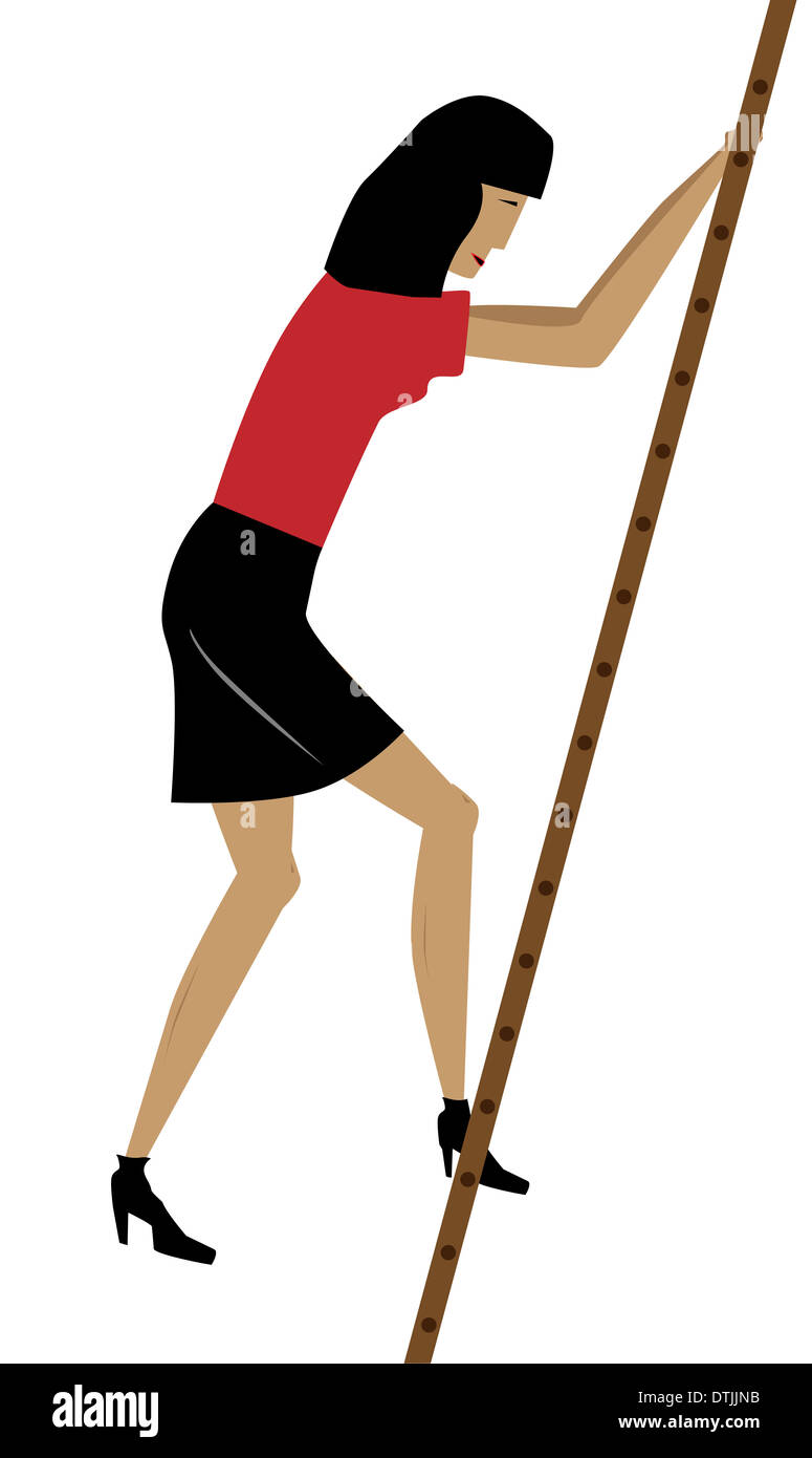 Cartoon of an office worker taking the first rung of a ladder Stock ...