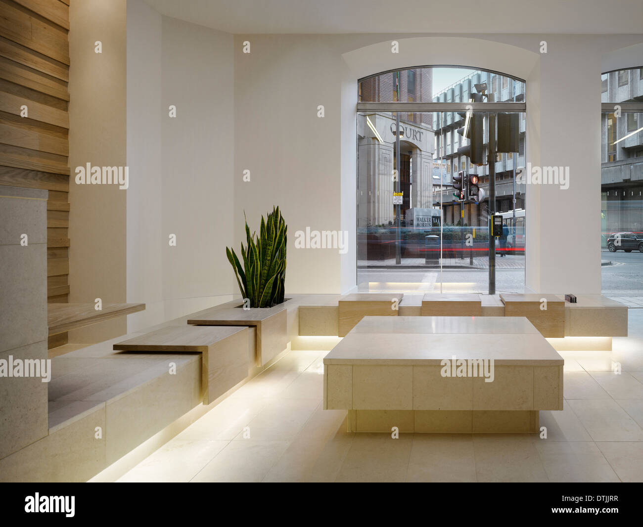 Reception area of commercial building, King Street, Leeds, Yorkshire ...