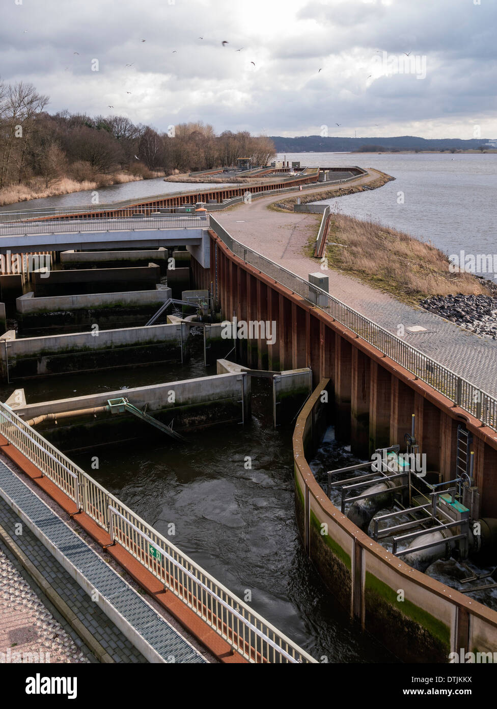 fish ladder built by Vattenfall, River Elbe near Geesthacht, Schleswig ...