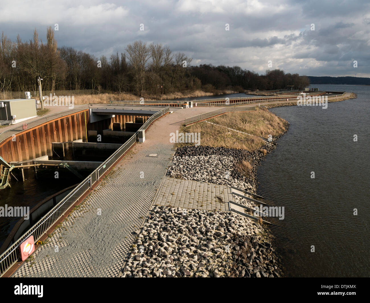 fish ladder built by Vattenfall, River Elbe near Geesthacht, Schleswig ...