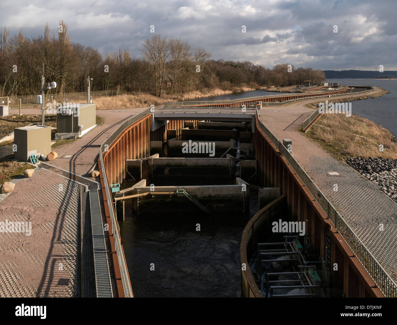 fish ladder built by Vattenfall, River Elbe near Geesthacht, Schleswig ...