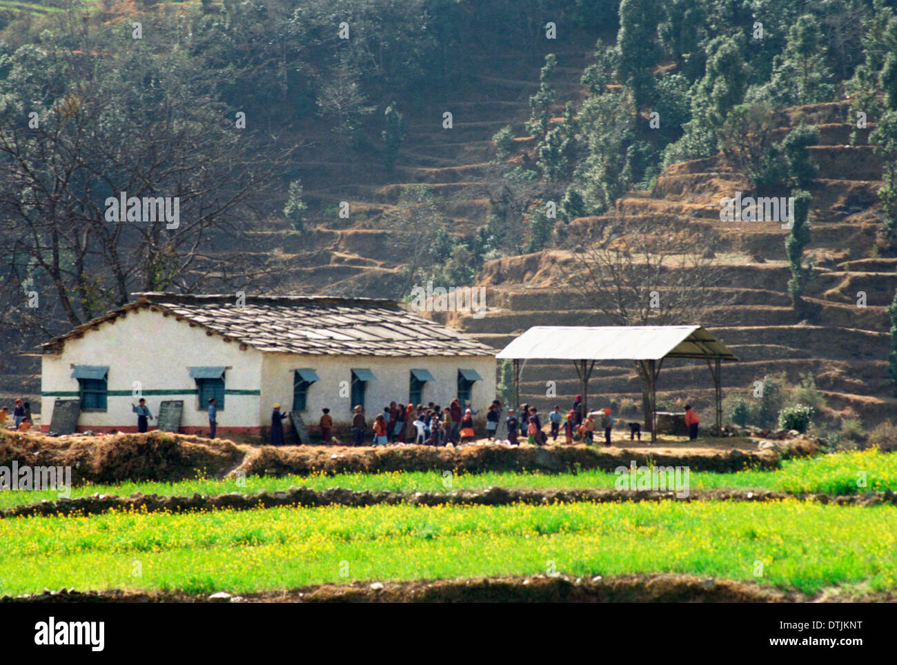 Old School Building In The Mountains High Resolution Stock Photography ...