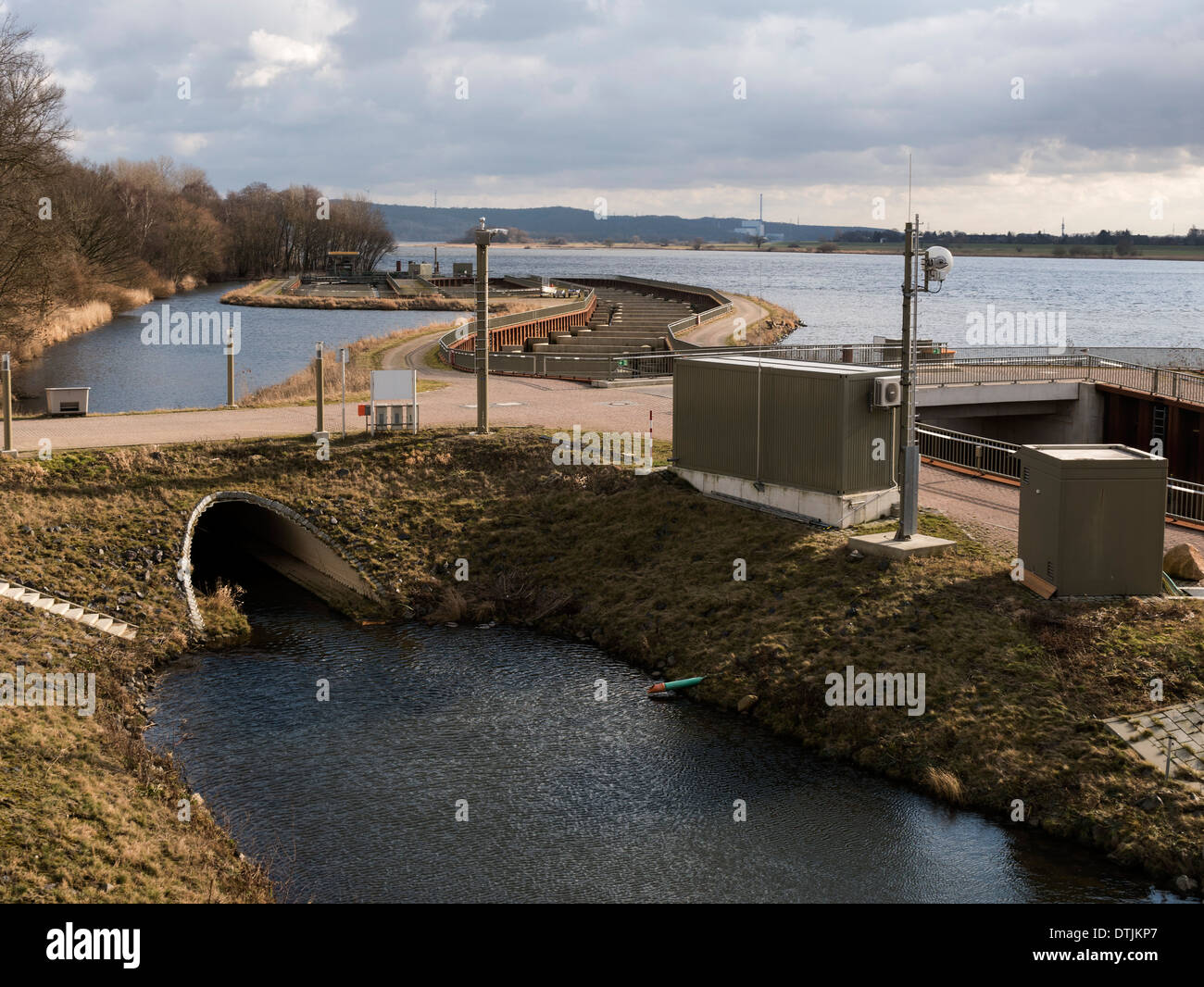fish ladder built by Vattenfall, River Elbe near Geesthacht, Schleswig ...