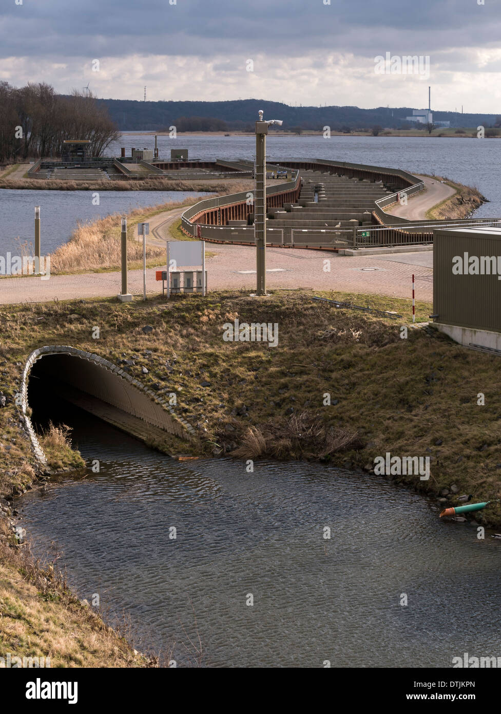 fish ladder built by Vattenfall, River Elbe near Geesthacht, Schleswig ...