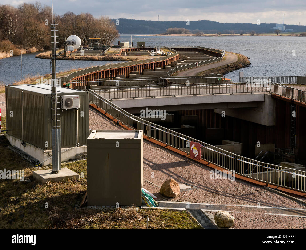 fish ladder built by Vattenfall, River Elbe near Geesthacht, Schleswig ...