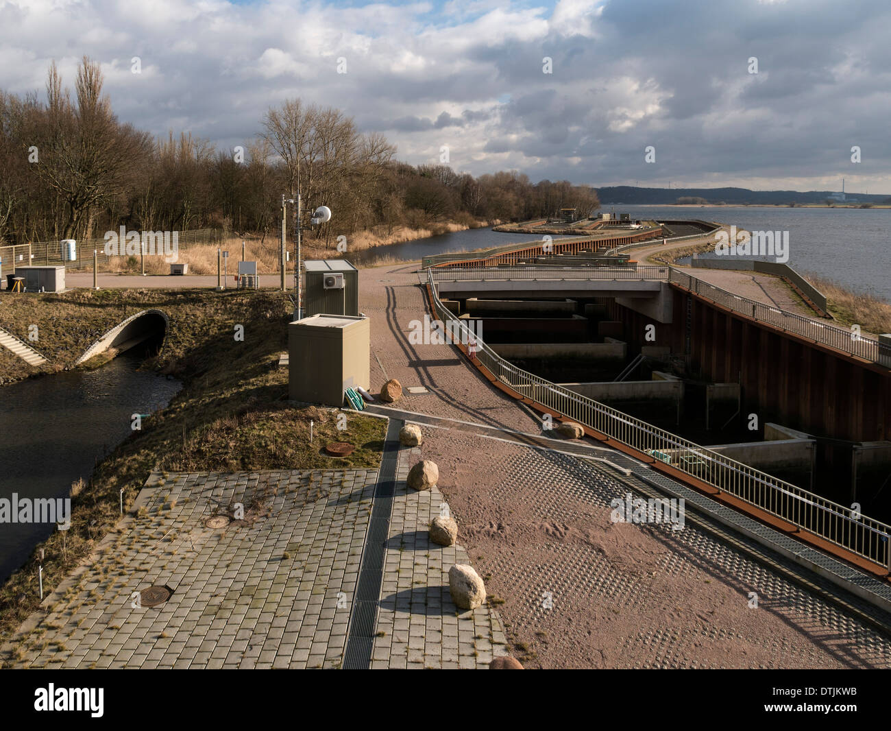 fish ladder built by Vattenfall, River Elbe near Geesthacht, Schleswig ...
