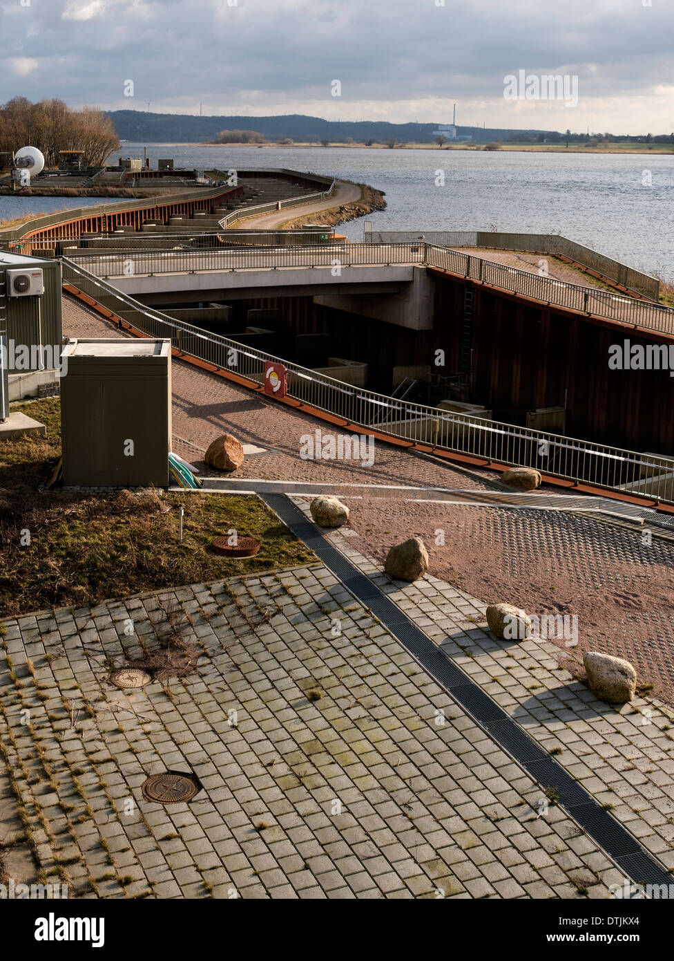 fish ladder built by Vattenfall, River Elbe near Geesthacht, Schleswig ...