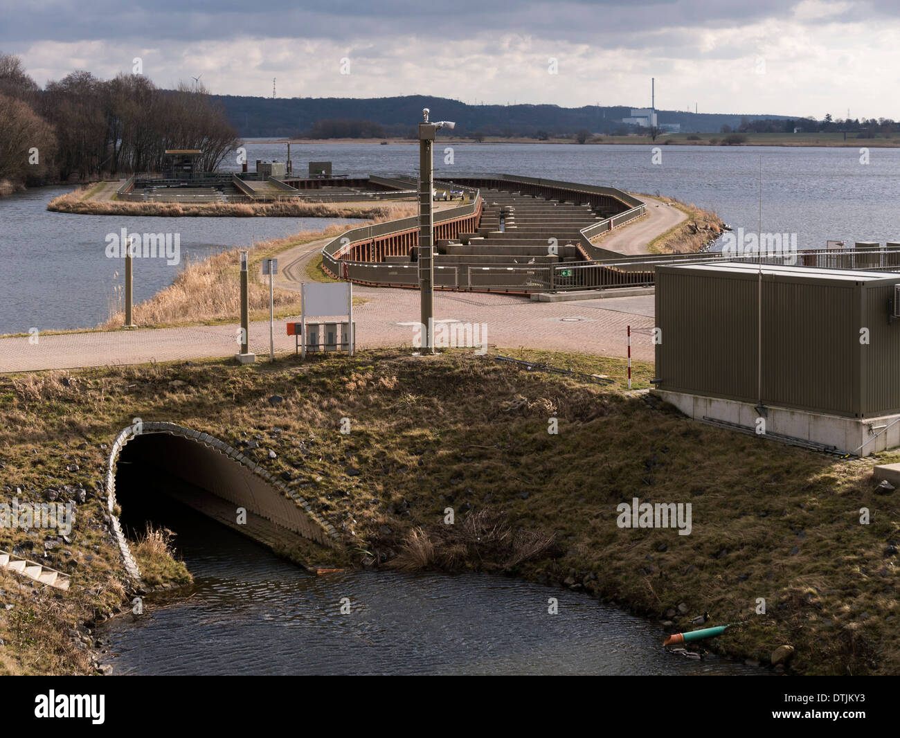 fish ladder built by Vattenfall, River Elbe near Geesthacht, Schleswig ...