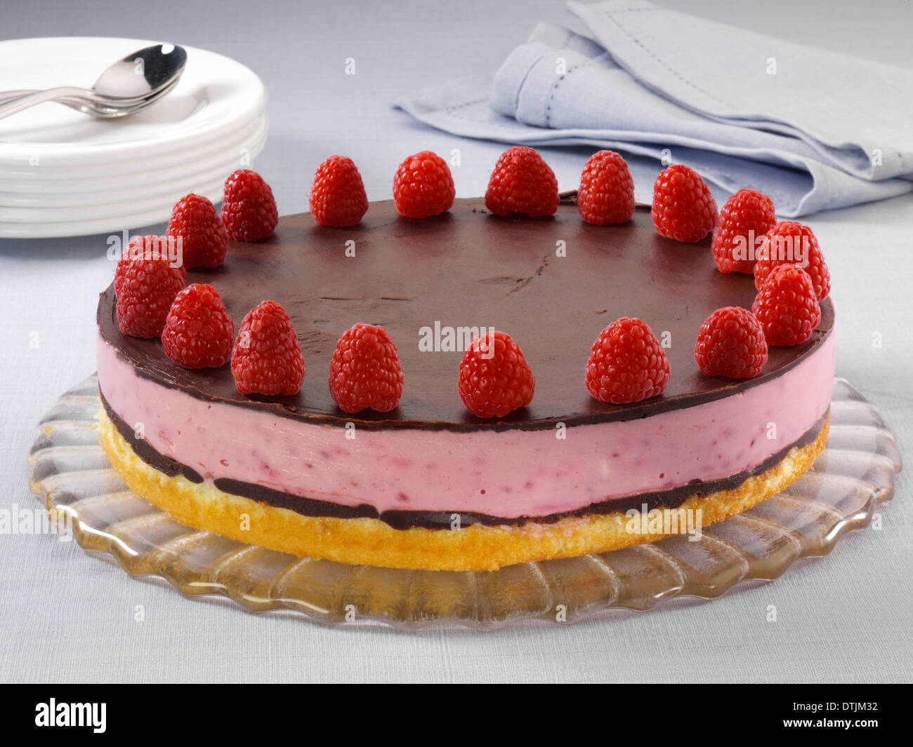 Chocolate raspberry mousse cake Stock Photo - Alamy