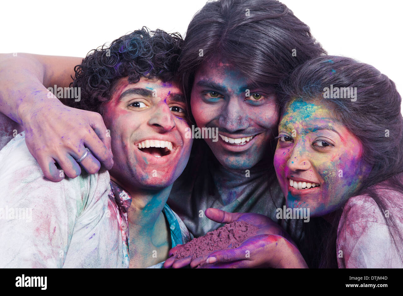 friends celebrating Holi festival Stock Photo - Alamy
