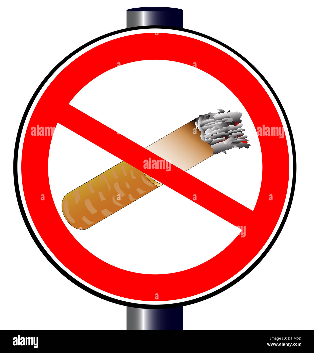 A large round red traffic sign displaying a no smoking symbol Stock ...