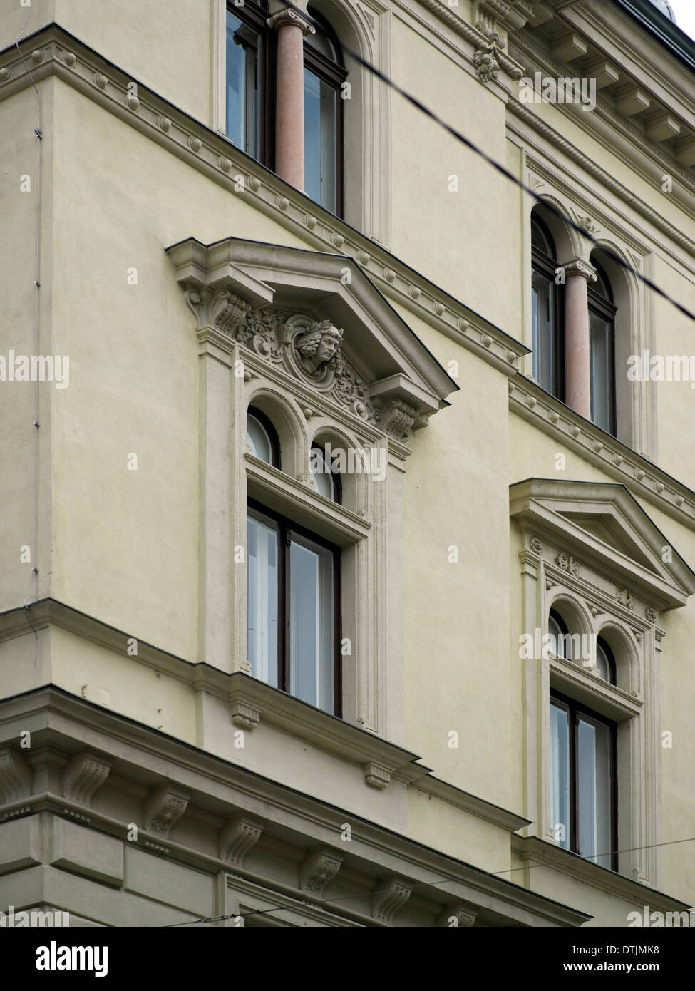 Residential housing detail with window pediment, Graz, Austria Stock ...