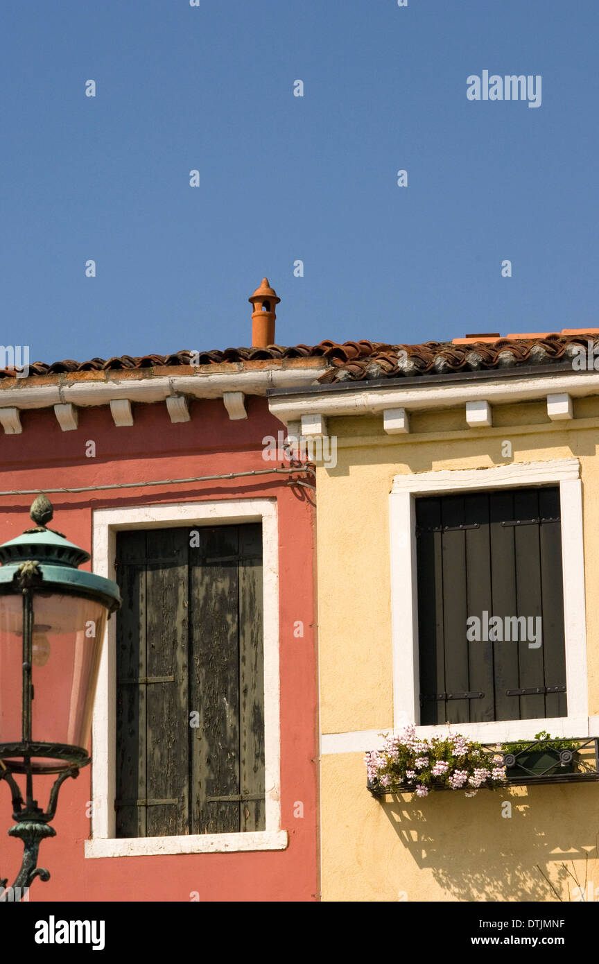 Shuttered windows and street lantern, Architectural details, Venice ...