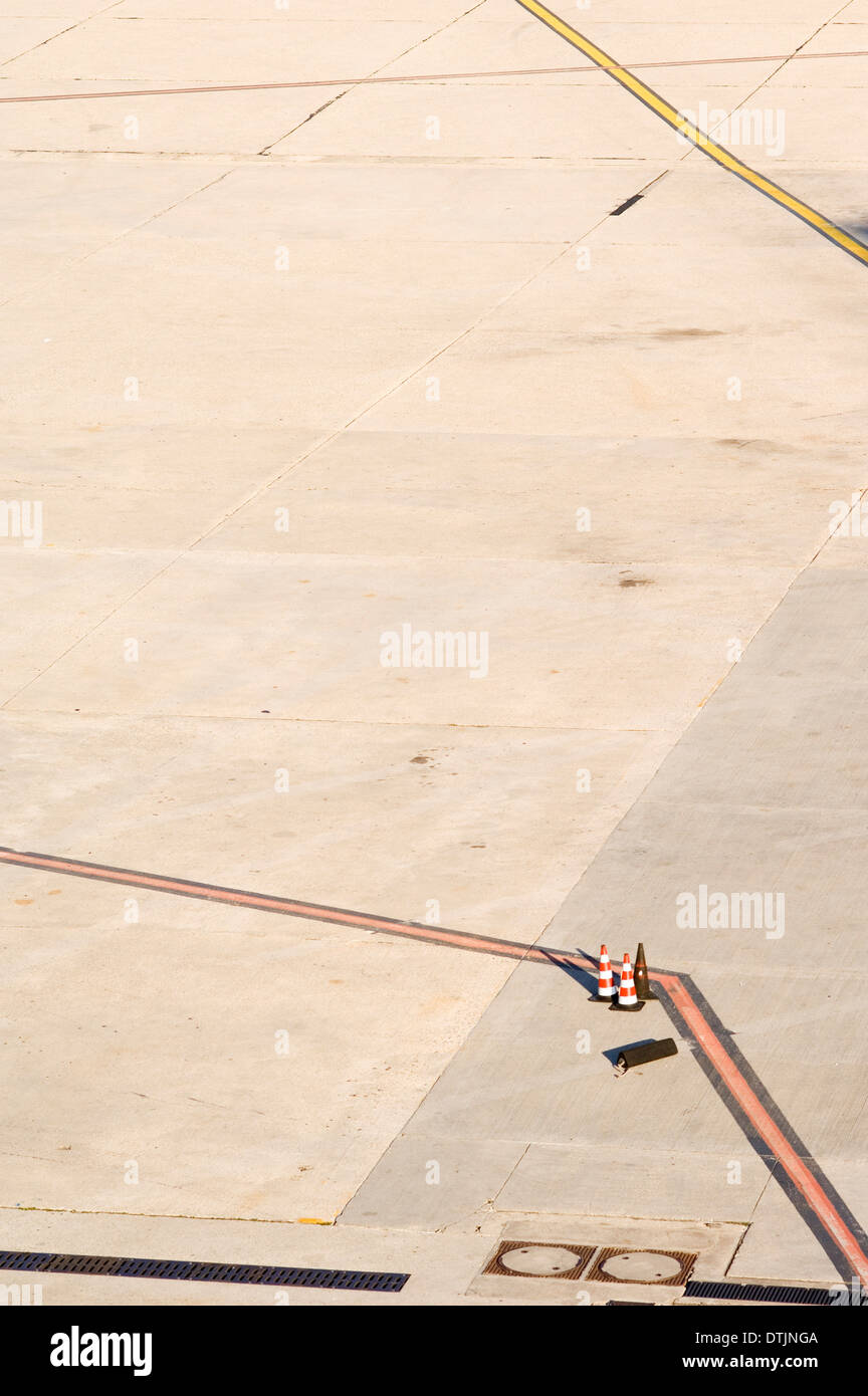 Traffic cones and road markings, detail Stock Photo - Alamy