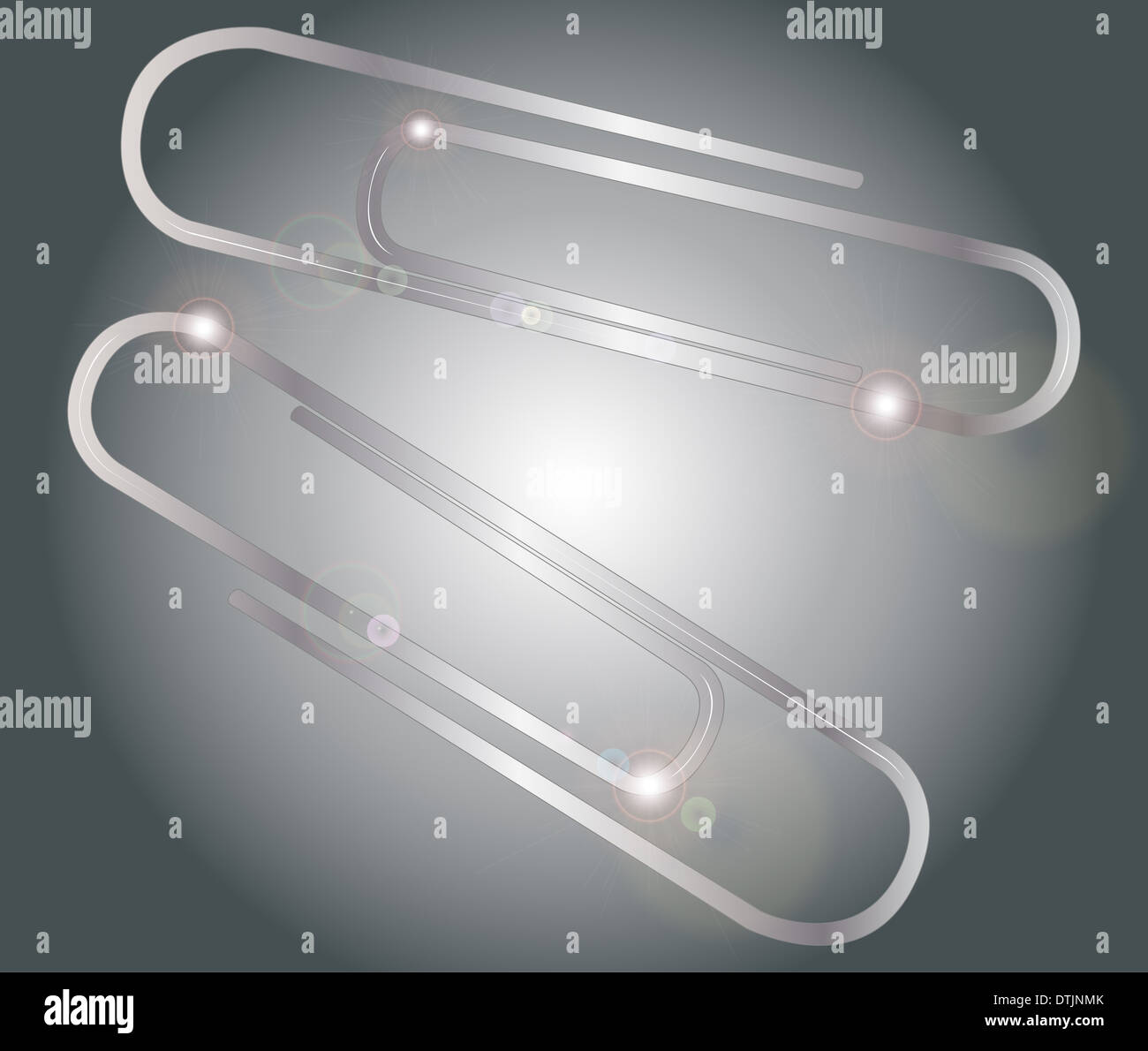 Two paper clips set with reflections against a grey background Stock ...