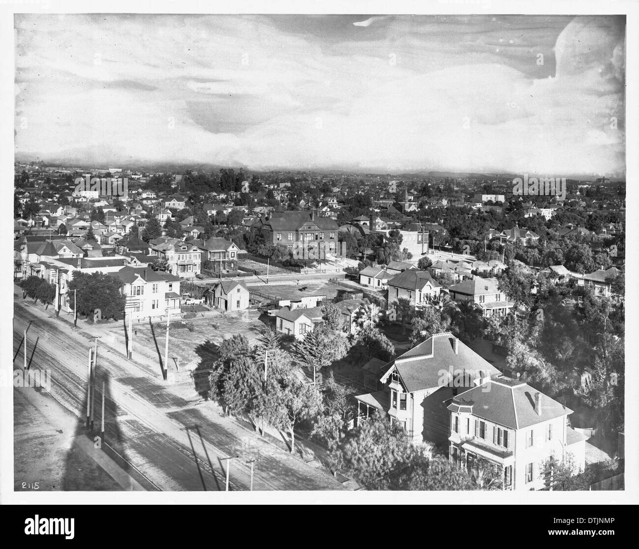 This panoramic photograph captures downtown Los Angeles around 1905 ...