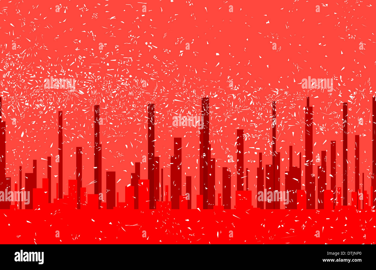 A red cityscape background with snow Stock Photo - Alamy
