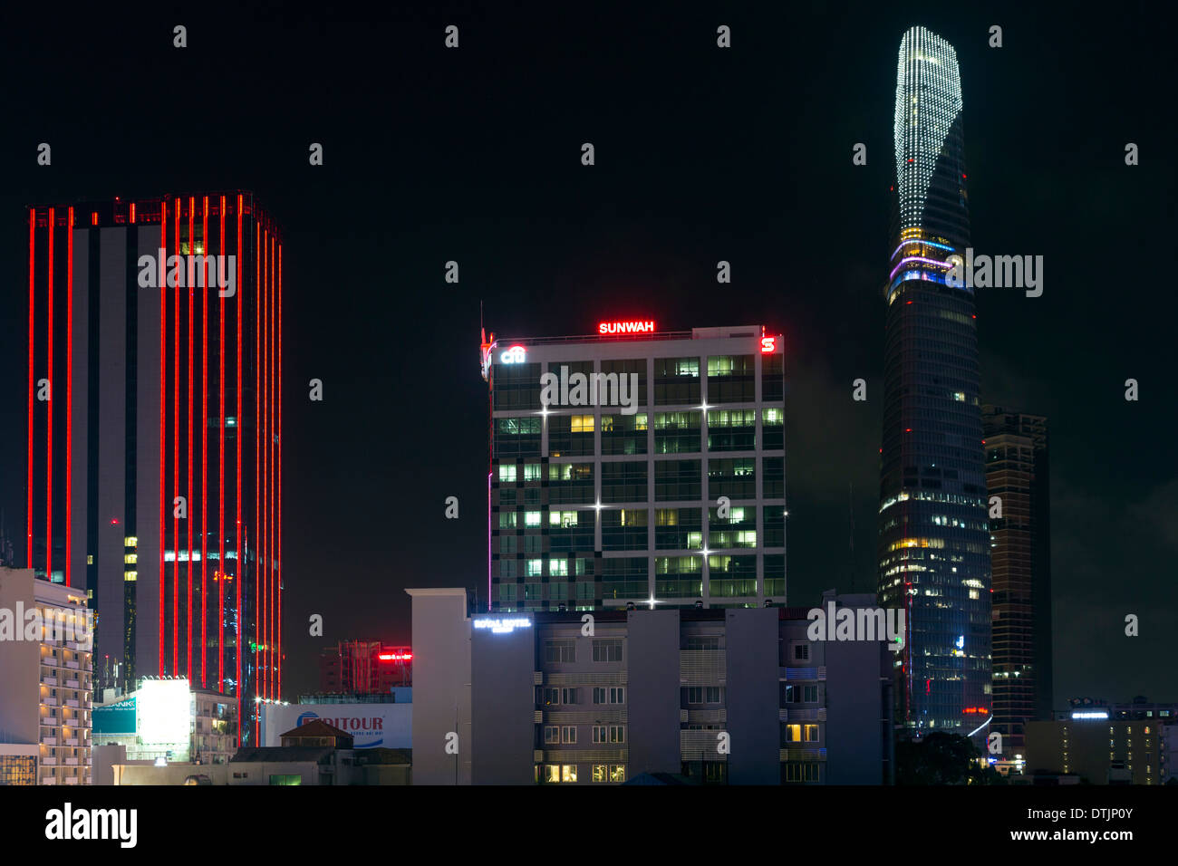 Bitexco Financial Tower and cityscape at night, Ho Chi Minh City ...