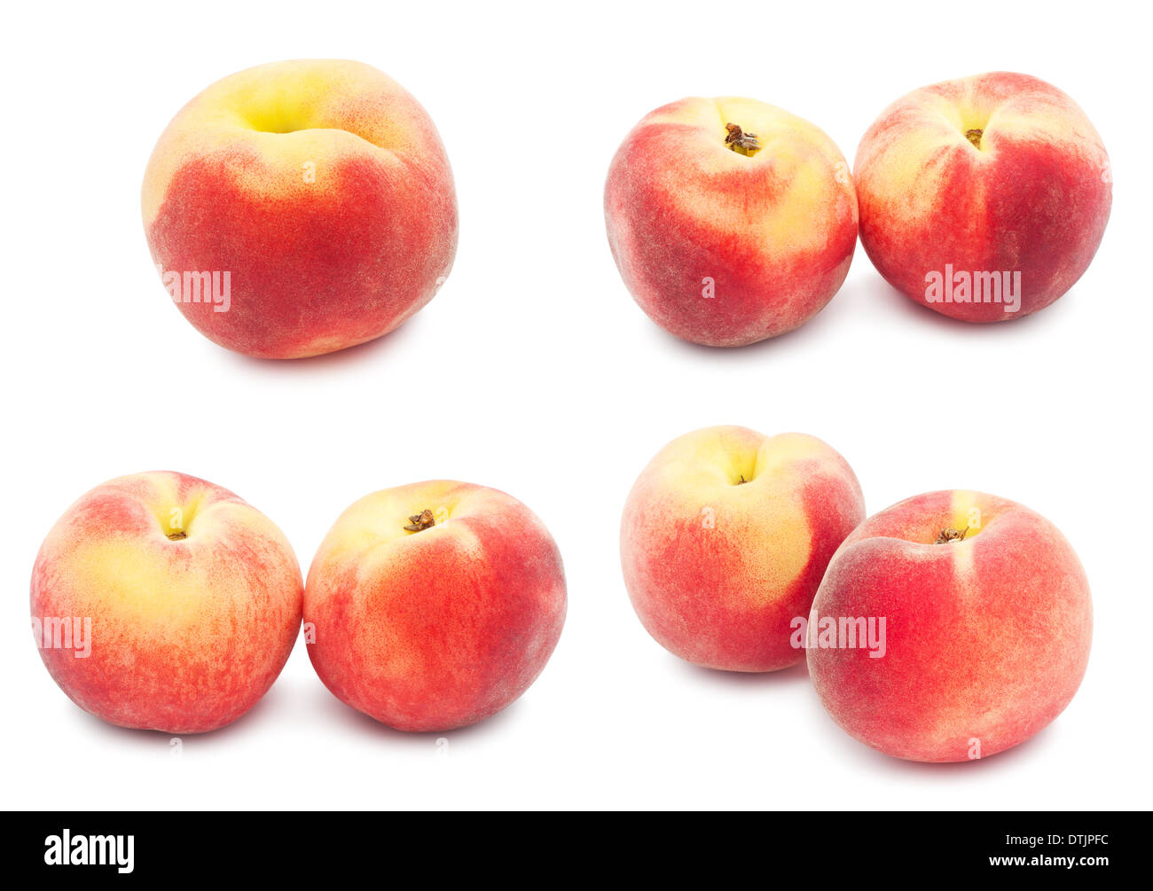 Collection of fresh sweet peaches isolated on white background Stock ...