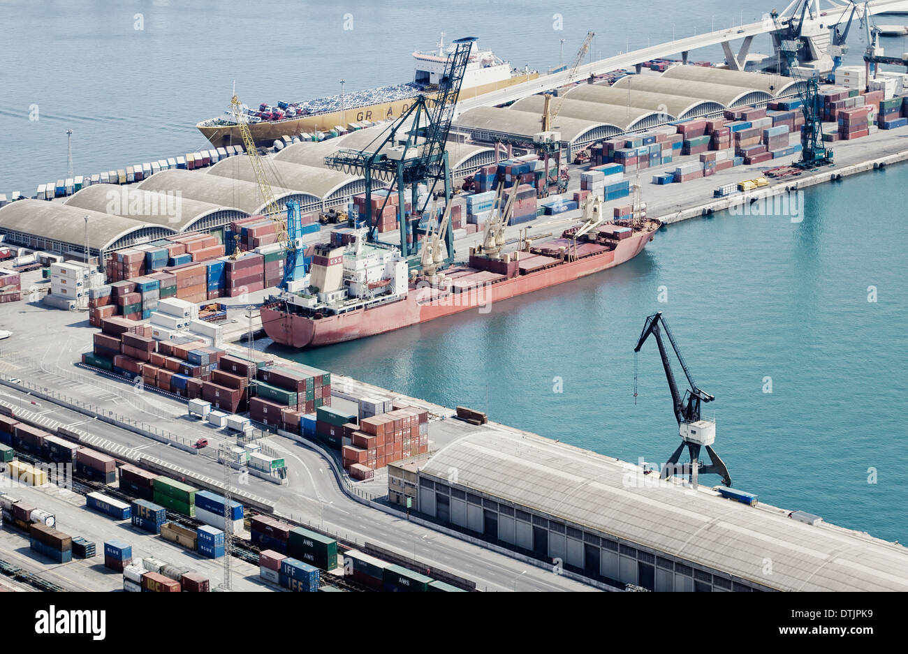 Container port in Barcelona, Spain Stock Photo - Alamy