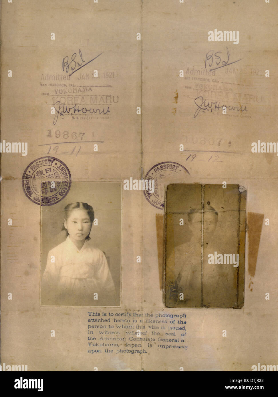 The 1920 passport of Park San Yol, an important historical figure. The ...