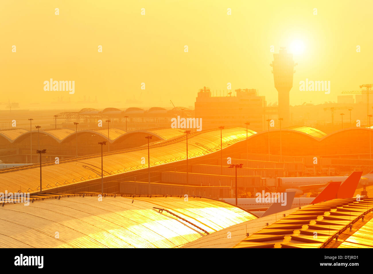hong kong international airport traffic control tower at sunset Stock ...