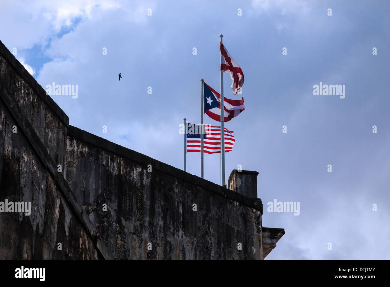 Flags flying over San Cristobal in San Juan, Puerto Rico Stock Photo ...