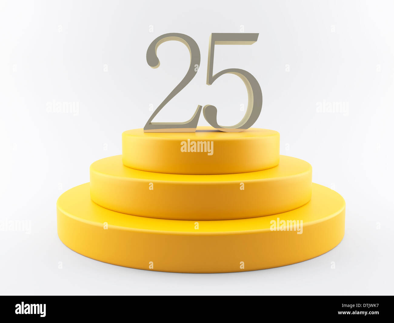 3d yellow podium with text 25 on top Stock Photo - Alamy