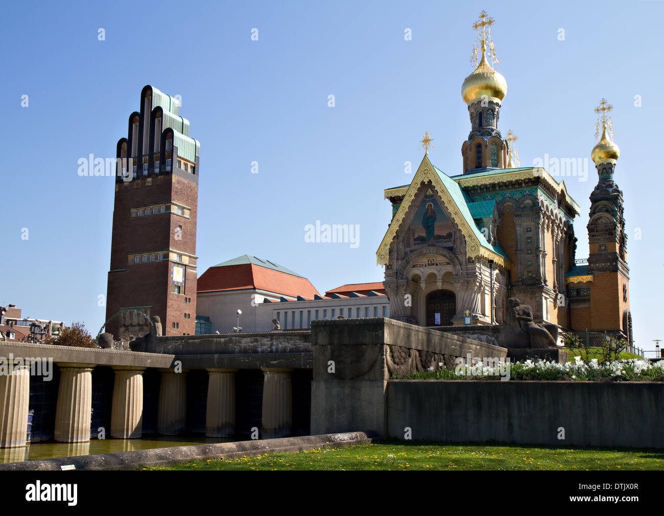 Mathildenhohe with russian chapel hi-res stock photography and images ...