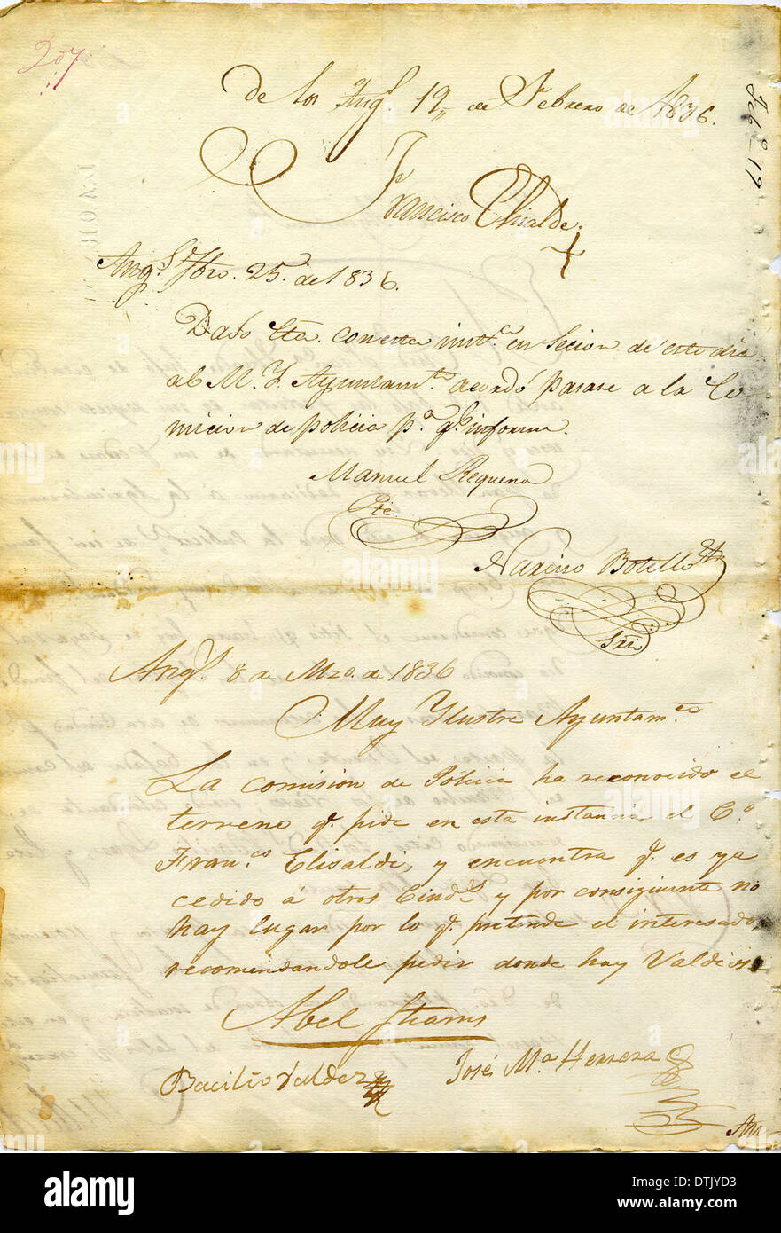 A historical document showing the petition of Francisco Elisade for the ...