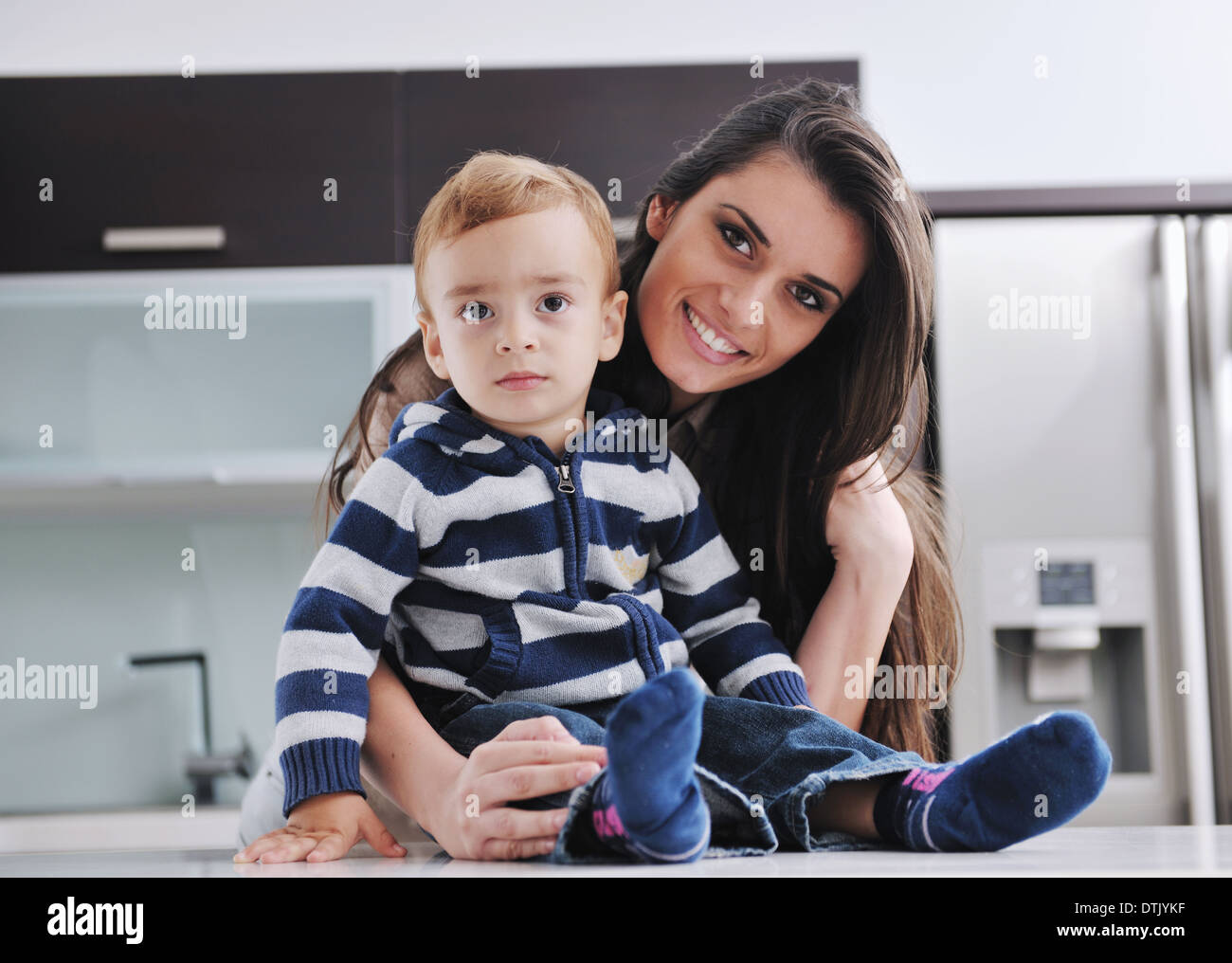 happy mom and son together at home Stock Photo - Alamy