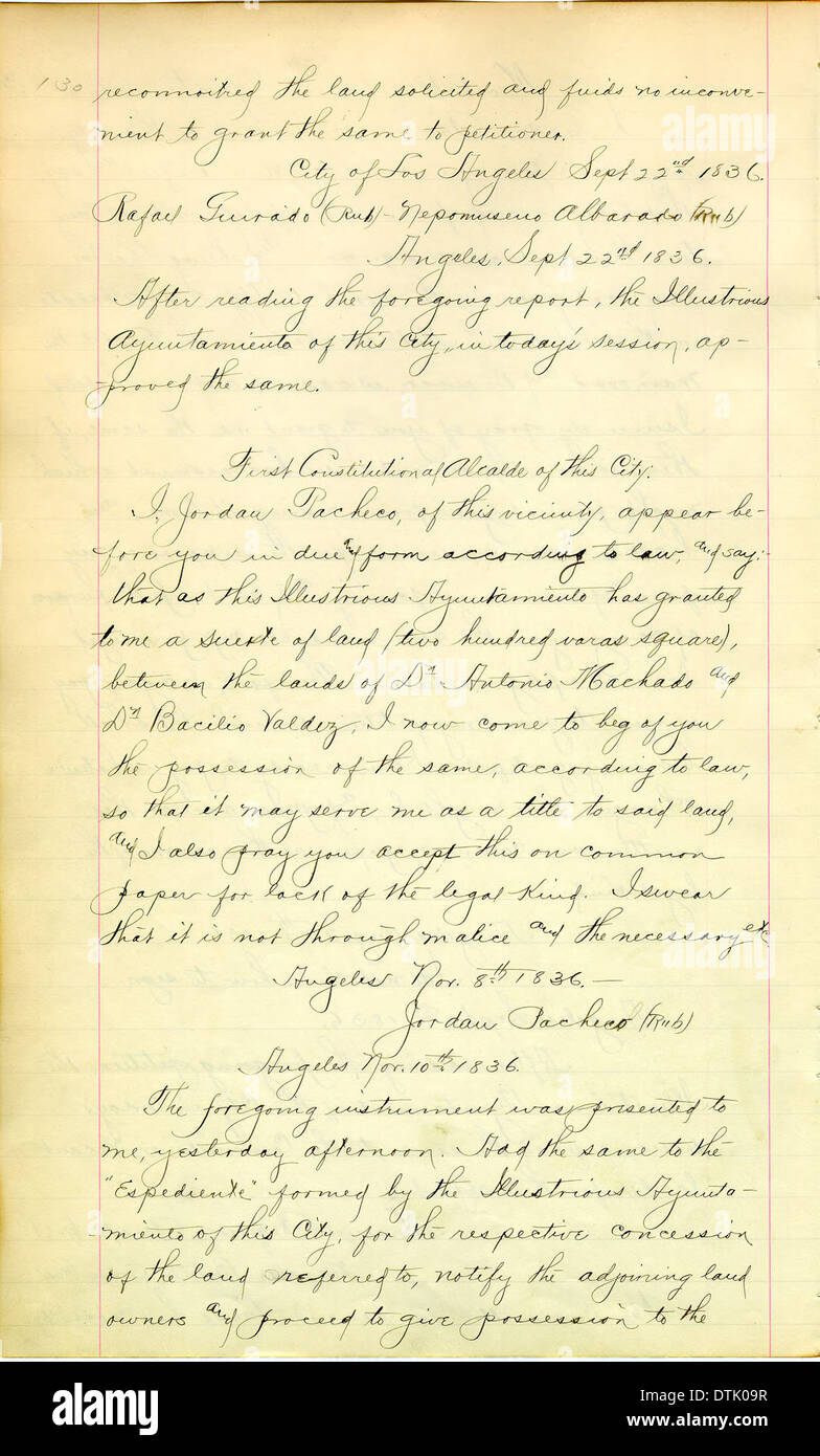 A historical petition by Jordan Pacheco, dated 1836, requesting a grant ...
