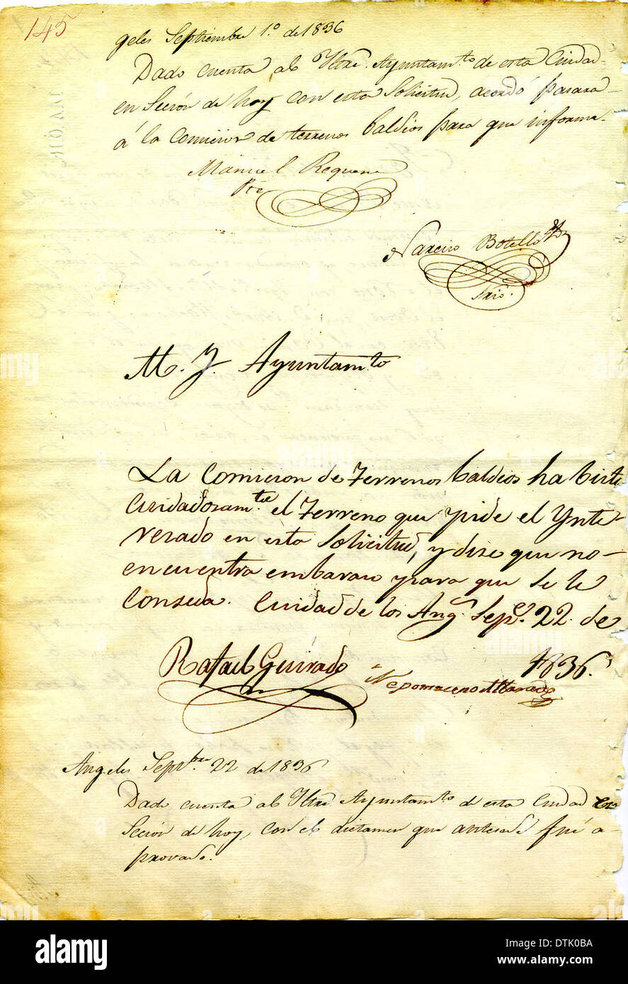 A historical petition by Jordan Pacheco in 1836 requesting a grant for ...